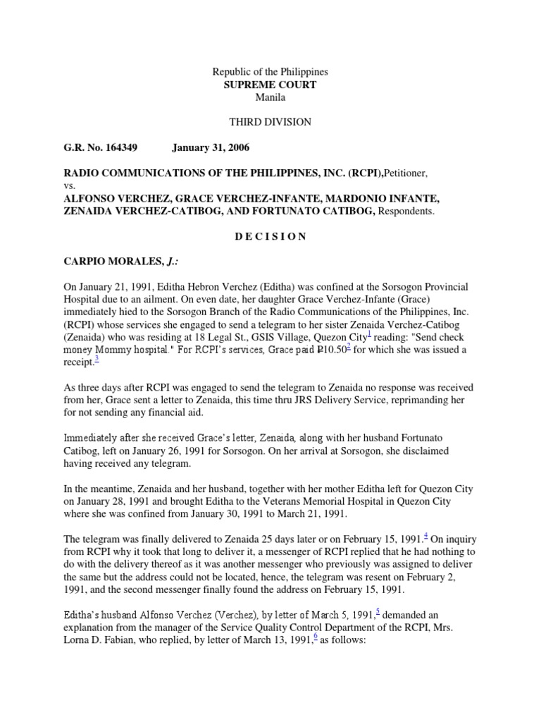 RCPI Vs Alfonso Verchez - Case | PDF | Negligence | Damages