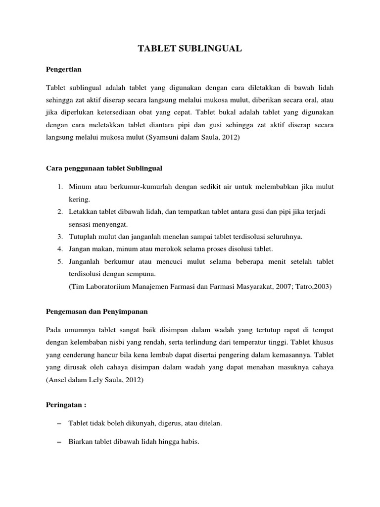 Tablet Sublingual Dan Bukal | PDF