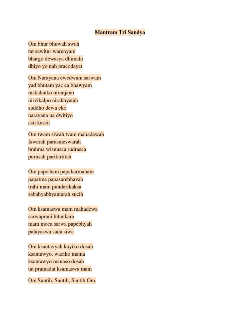 Mantram Tri Sandya | PDF
