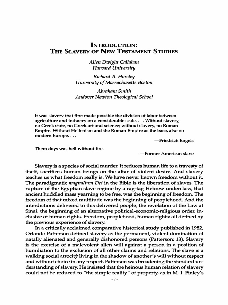 Slavery of New Test Studies - Horsley | PDF | Slavery | Paul The Apostle