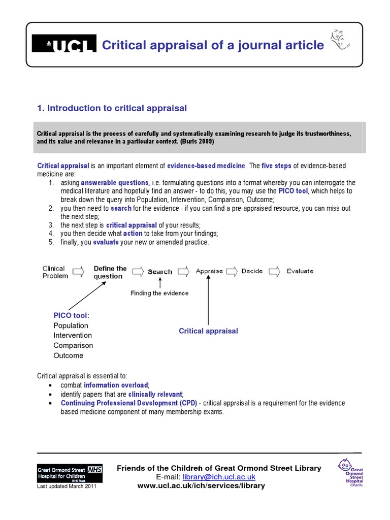 Critical Appraisal | PDF | Evidence Based Medicine | Randomized ...