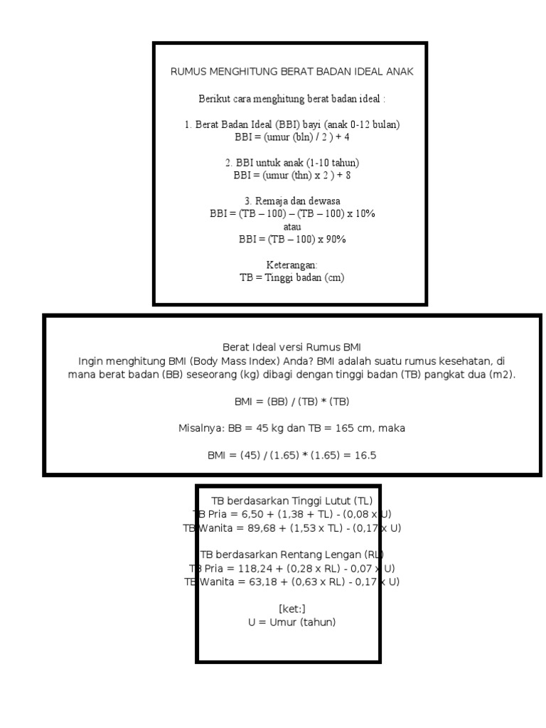 Rumus Menghitung Berat Badan Ideal Anak | PDF