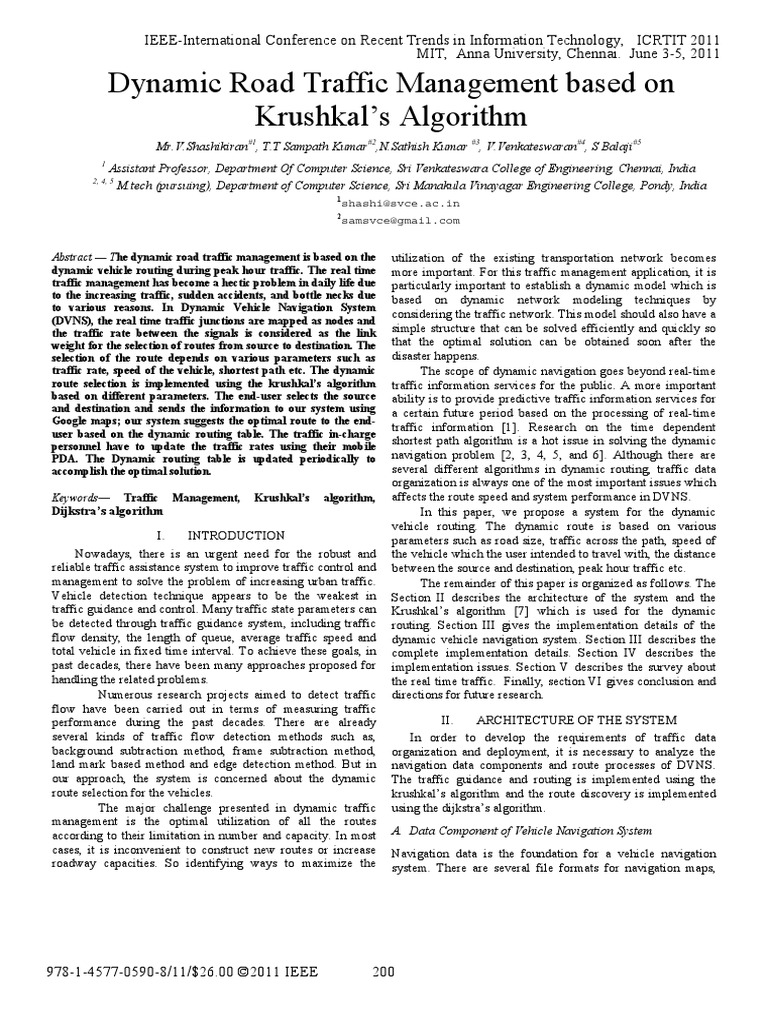 Dynamic Road Traffic Management | PDF | Routing | Traffic