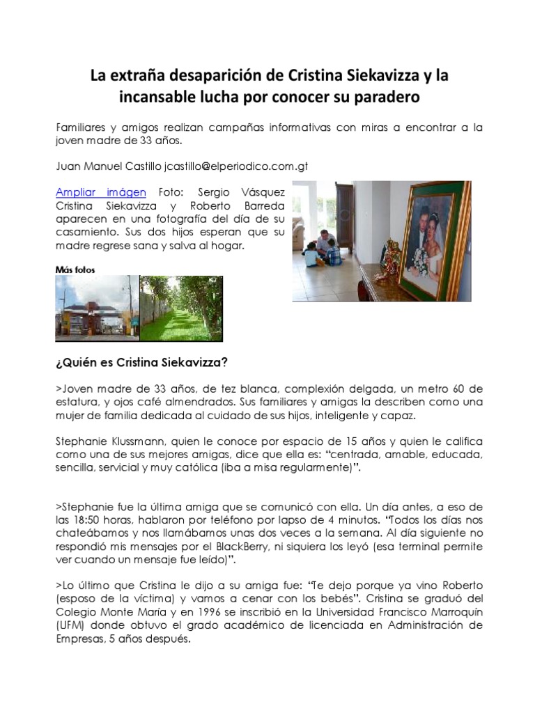 La extraña desaparición de Cristina Siekavizza y Roberto Barreda | PDF ...
