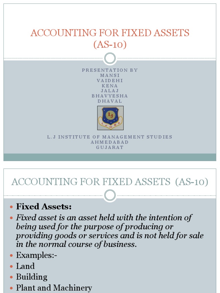 Accounting for Fixed Assets (as-10) | Book Value | Fixed Asset