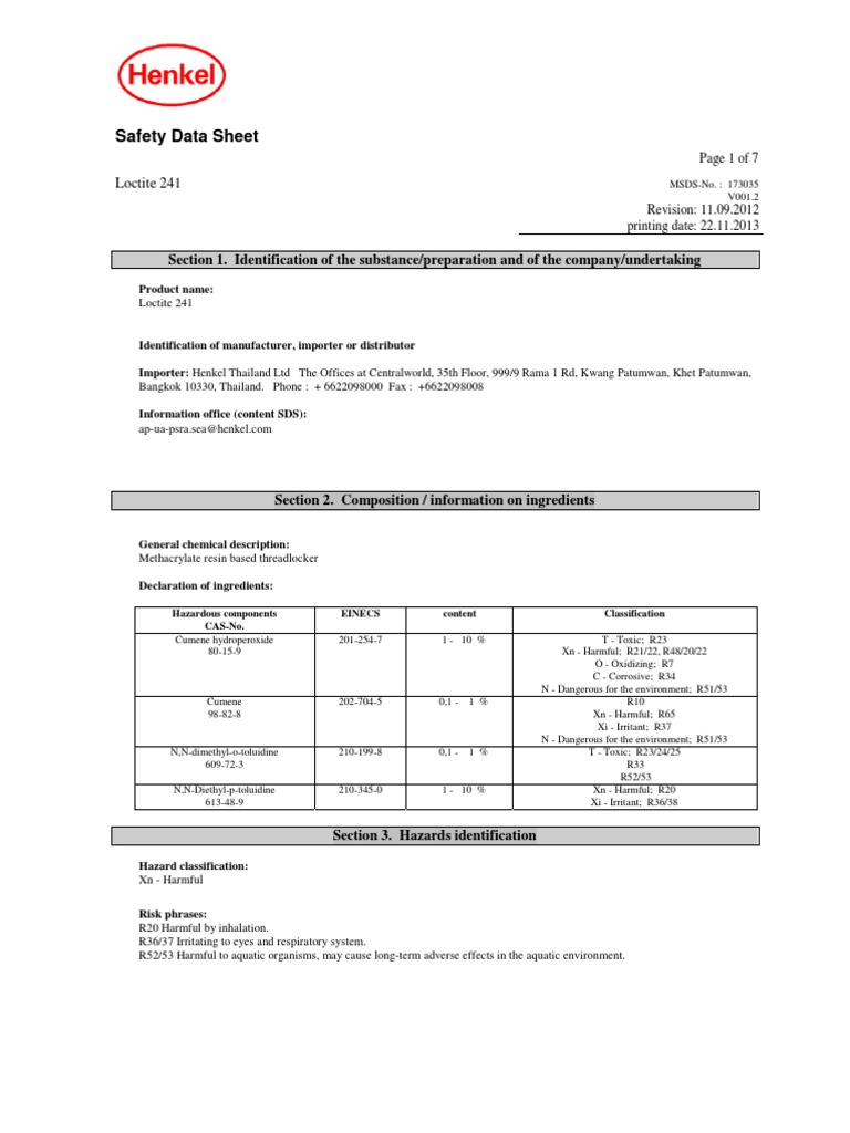 241 MSDS | Toxicity | Carbon Dioxide