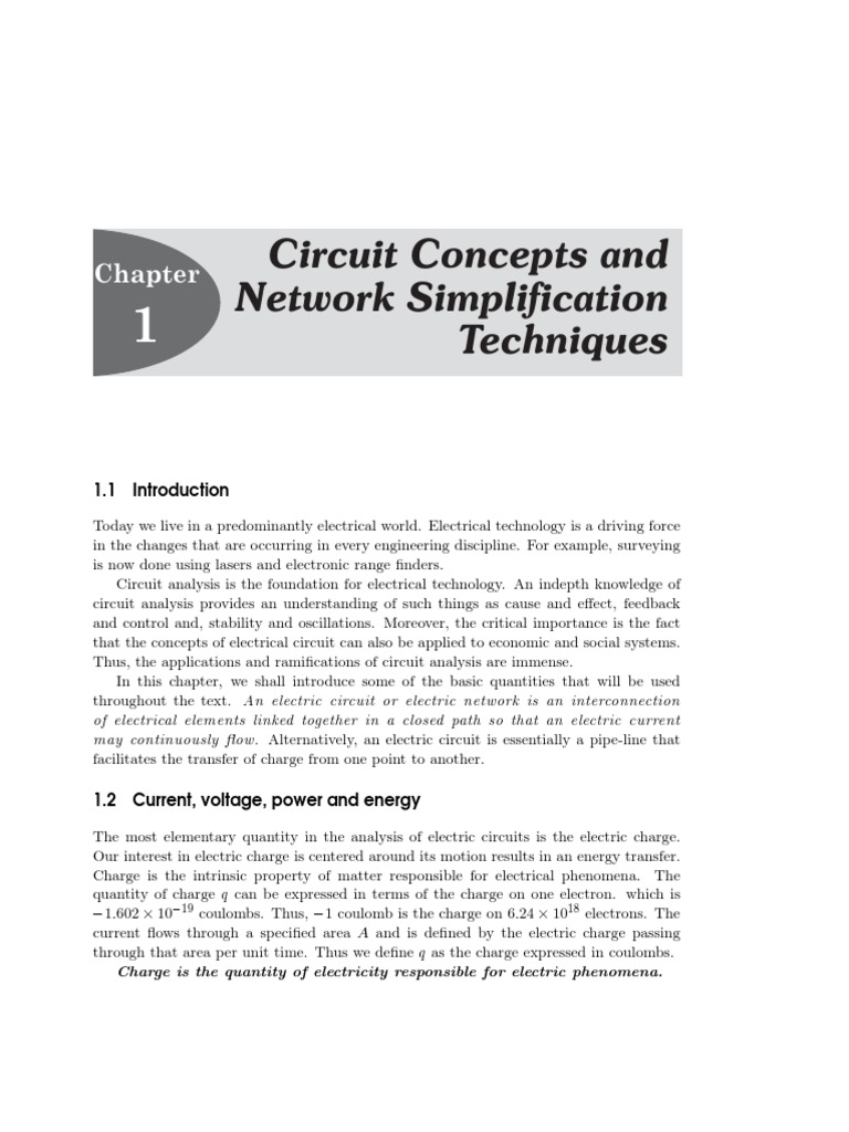 Chapter 1 Circuit Concepts and Network Specification Techniques | PDF ...