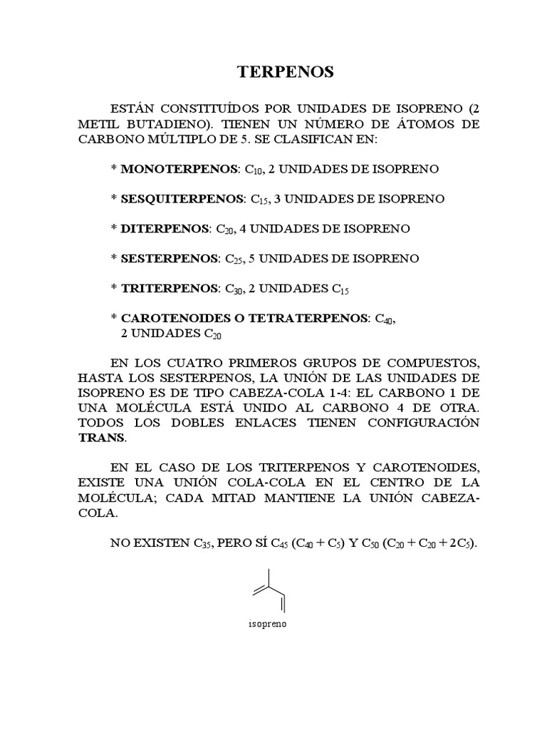 Clasificación y Ejemplos de Terpenos | PDF | Isómero | Química Orgánica