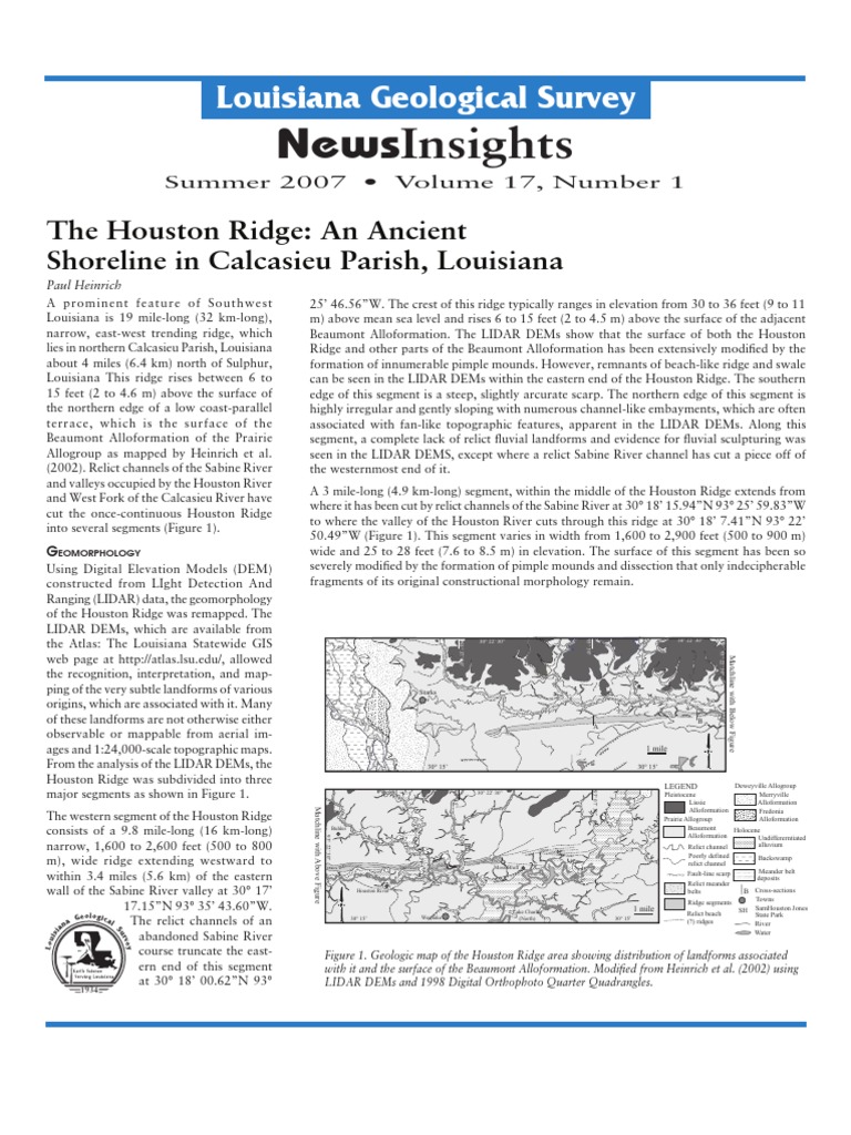 The Houston Ridge: Ancient Shoreline Southwest, Louisiana | PDF ...