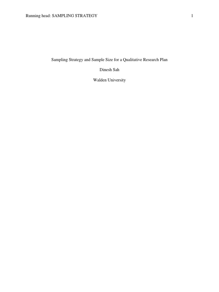 Sampling Strategy and Sample Size For A Qualitative Research Plan ...