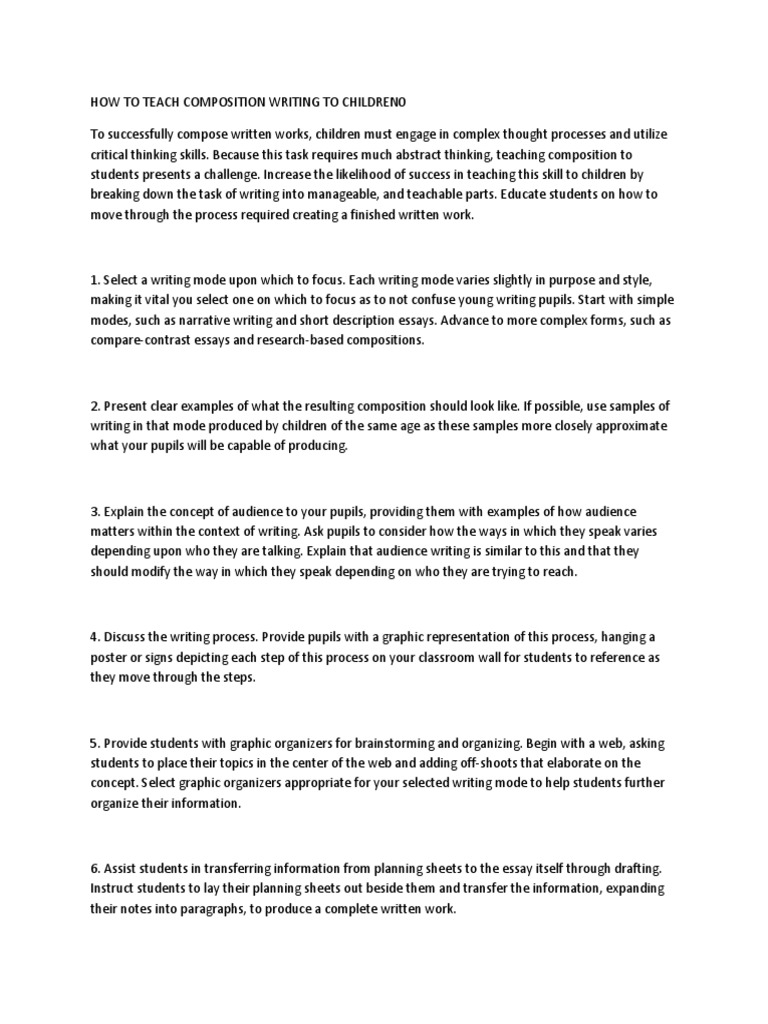 How To Teach Composition Writing To Children0 | PDF | Essays | Sentence ...