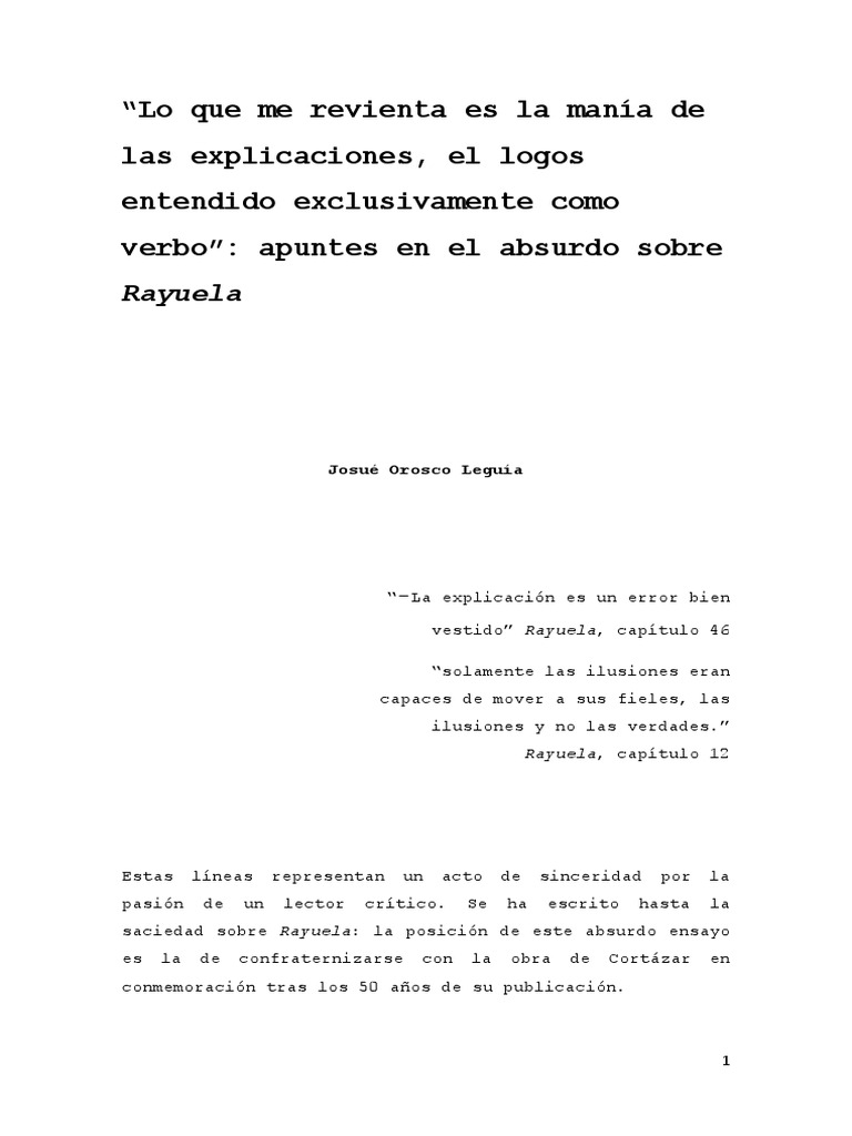 Apuntes Sobre Rayuela | PDF | Amor | Ensayos