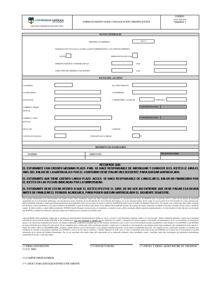 Formulario Icetex | PDF | Pagos | Crédito (finanzas)