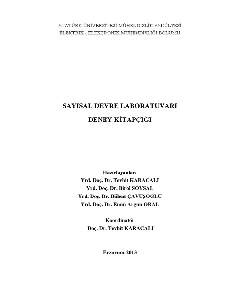 Sayısal Devre Lab Deney Föyü 2013 | PDF