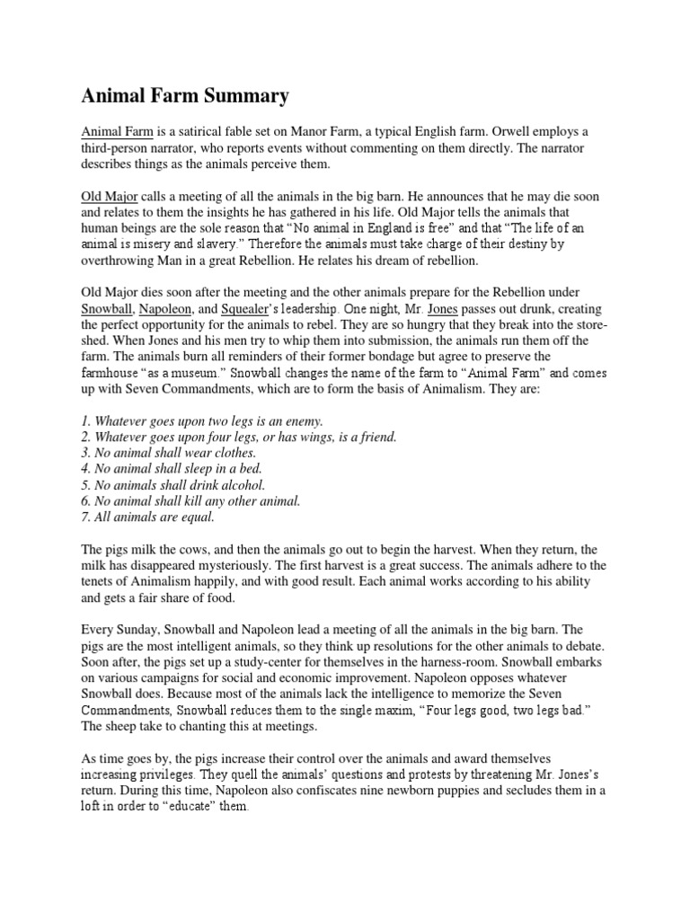 Animal Farm: A Summary of Events | PDF