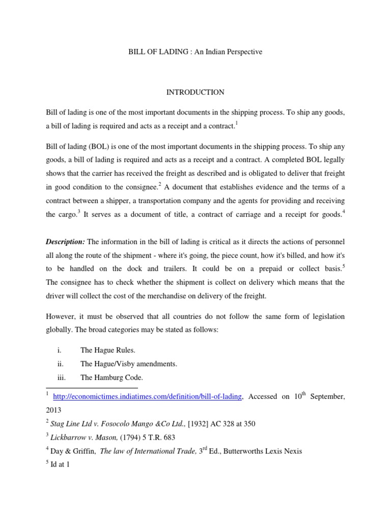 Bill of Lading | PDF | Bill Of Lading | Cargo