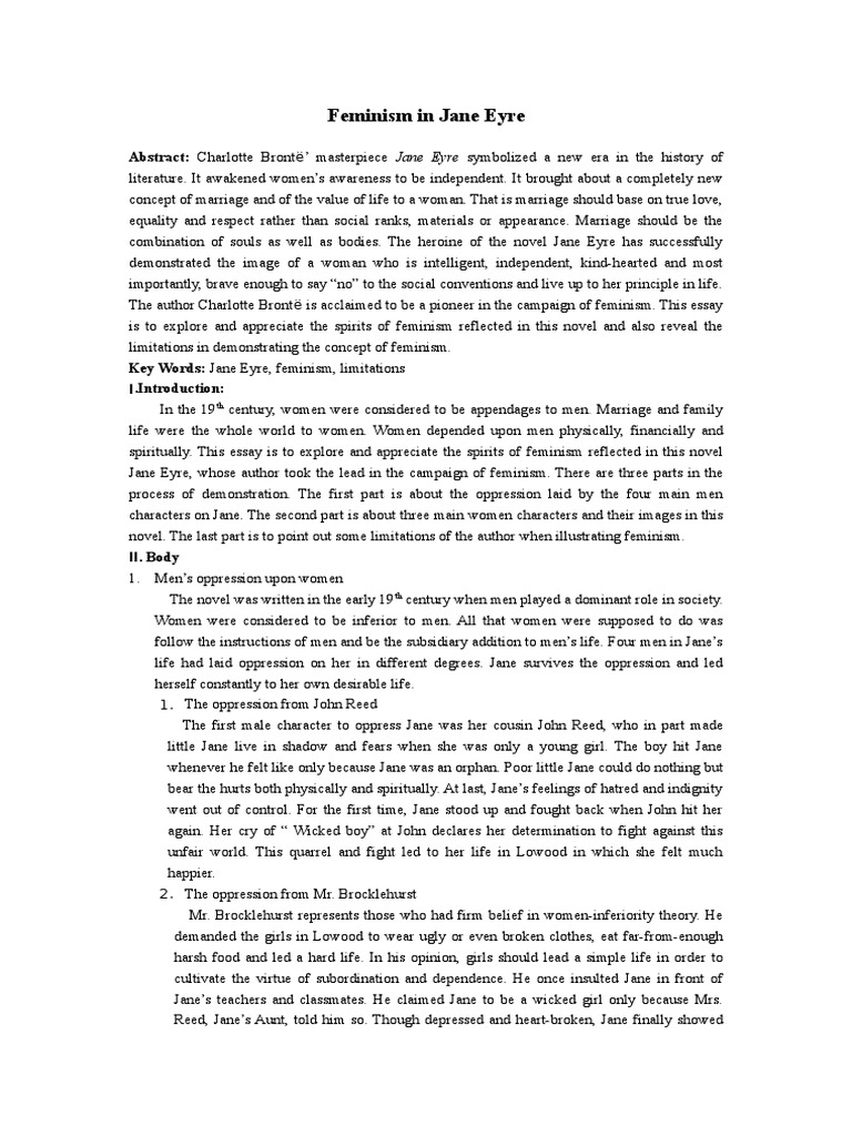 Feminism in Jane Eyre | PDF | Jane Eyre | Feminism