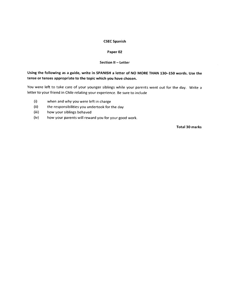 CSEC Spanish Letter Writing Guide | PDF | Career & Growth | Language ...