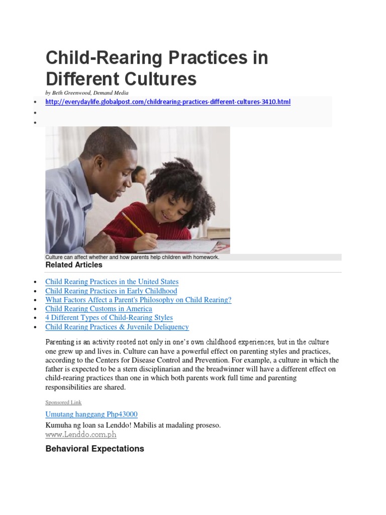 Child Rearing Practices Vary by Culture | PDF | Parenting | Relationships