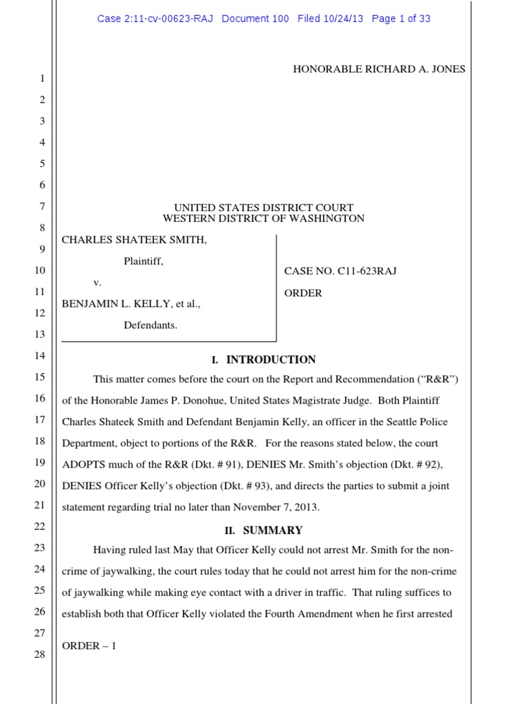 Charles Shateek SMITH v. Benjamin L. KELLY (SPD Officer) - Opinion and ...