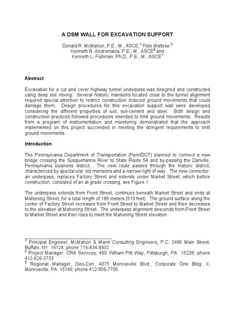 A DSM Wall For Excavation Support | PDF | Deep Foundation | Drilling Rig