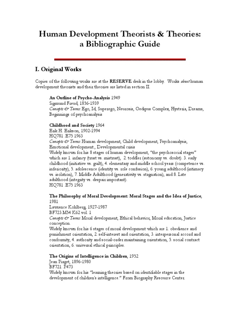 Human Development Theorists & Theories: A Bibliographic Guide | PDF ...