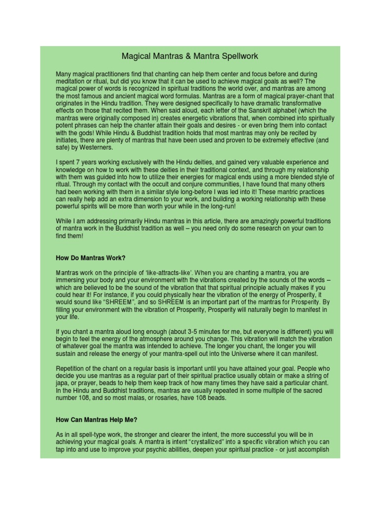 Magical Mantras and Hinduism Deities | PDF | Mantra | Devi