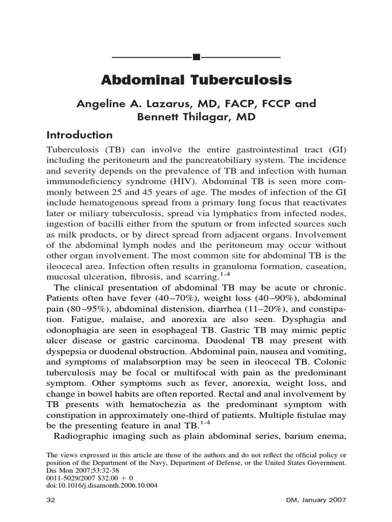 Abdominal Tuberculosis | PDF