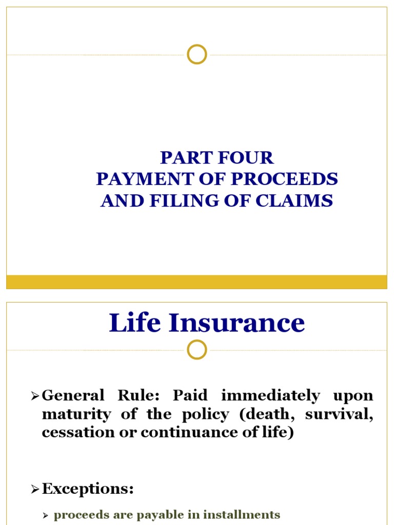 Part Four Payment of Proceeds and Filing of Claims | Download Free PDF ...