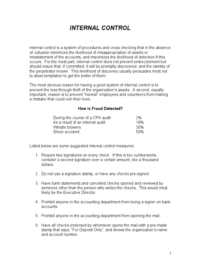 Internal Control: How Is Fraud Detected? | PDF | Embezzlement | Cheque