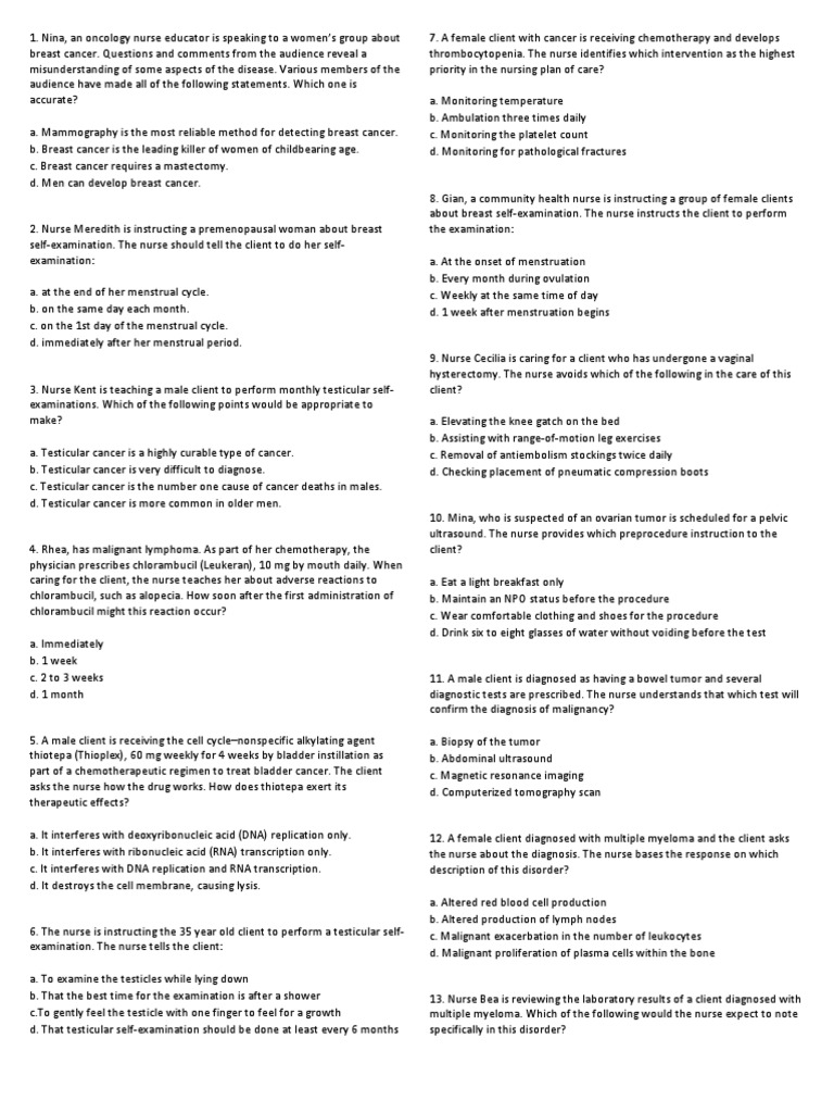 Onco 1 | PDF | Multiple Myeloma | Breast Cancer