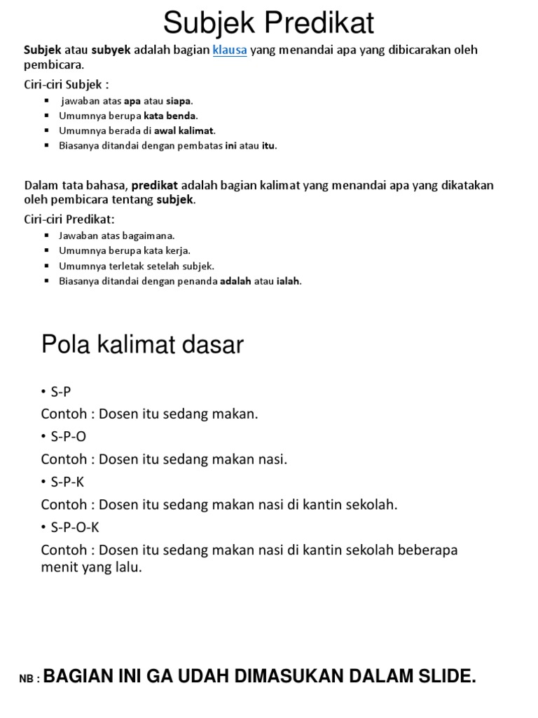 Subjek Predikat | PDF