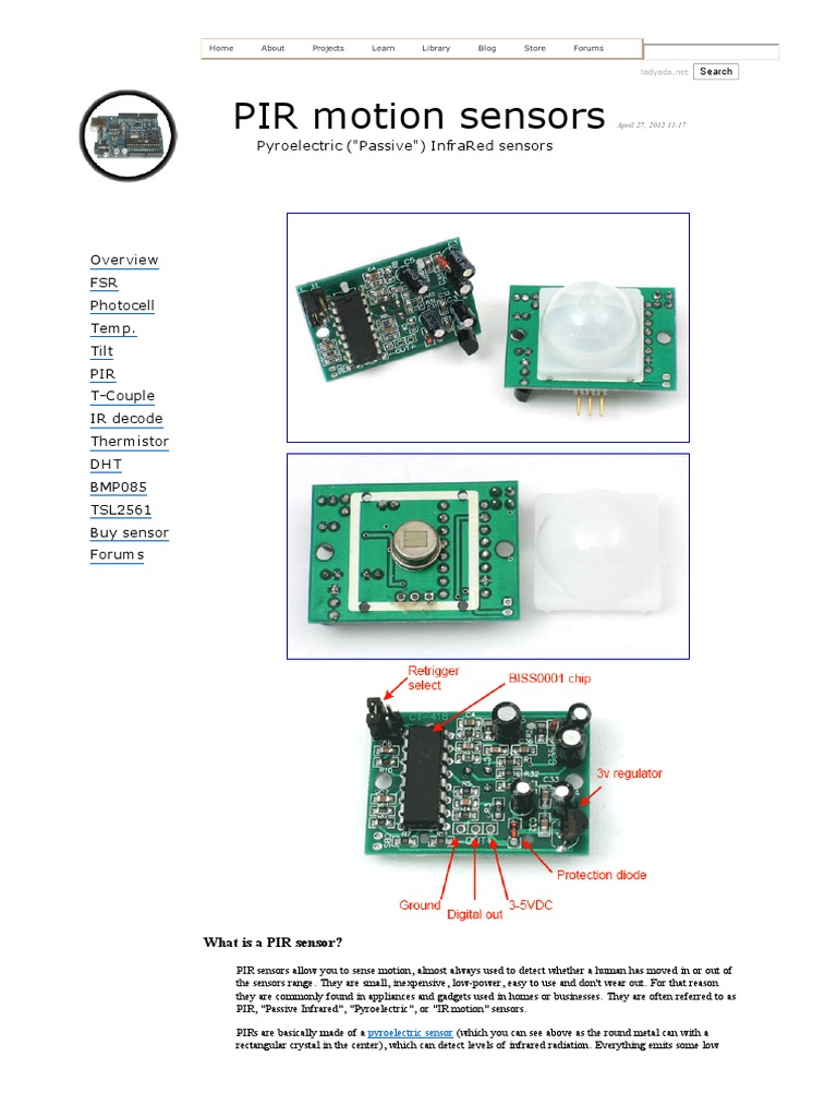 Pir Motion Sensors: Pyroelectric ("Passive") Infrared Sensors | PDF ...