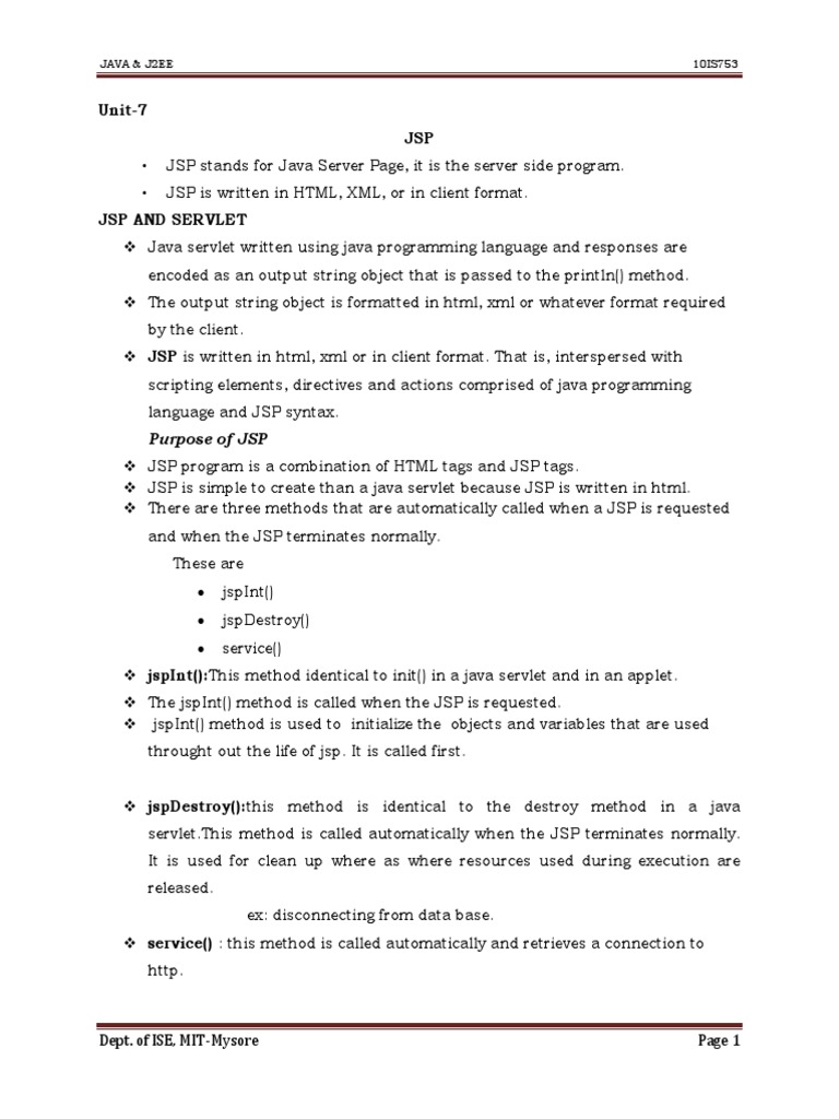 Purpose of JSP | PDF | Java Server Pages | Java (Programming Language)