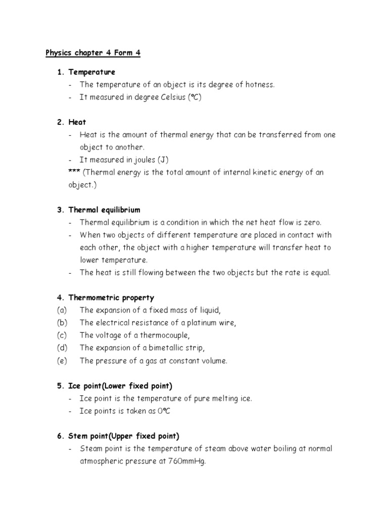 Form 4 Physics: Heat & Temperature | PDF | Heat | Heat Capacity
