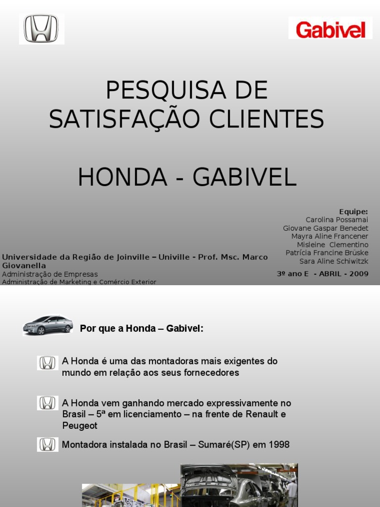 Pesquisa Cliente Honda | PDF | Honda | Business
