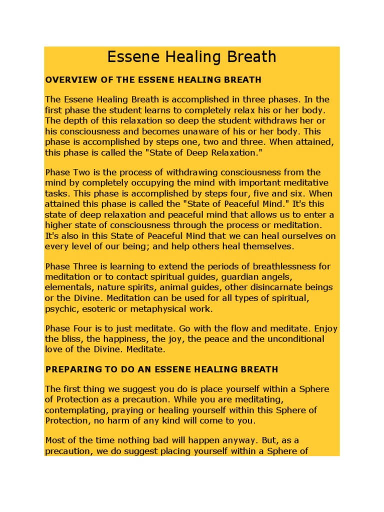 Essene Healing Breath | PDF | Breathing | Relaxation (Psychology)