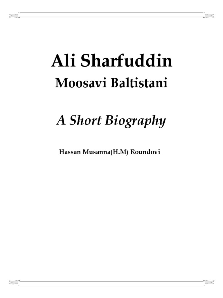 Allama Ali Sharfuddin Baltistani-A Short Biography | PDF | Shia Islam | Ali