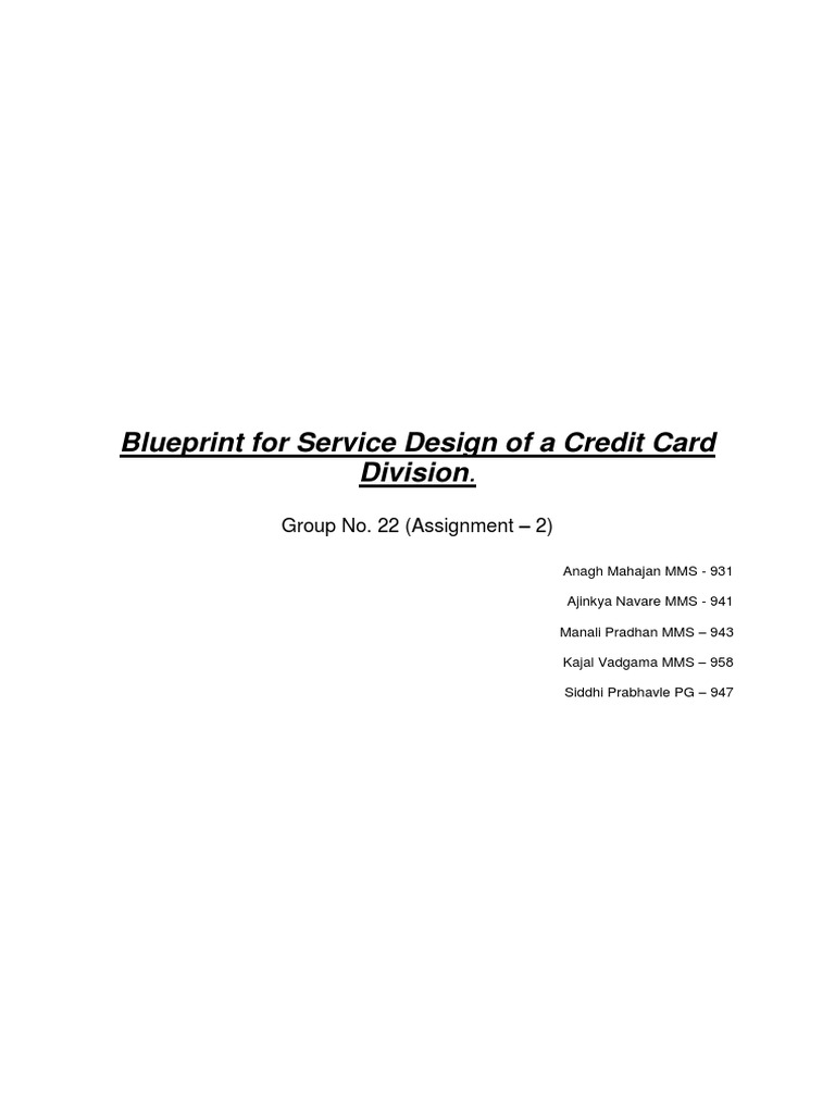 Blueprint For Service Design of A Credit Card Division | PDF | Credit ...