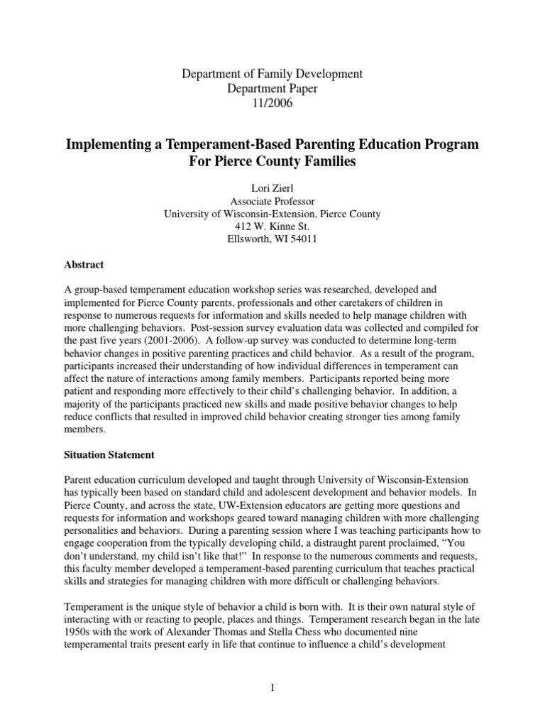 προγραμμα για γονεις | PDF | Temperament | Parenting