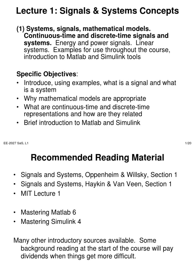 Lecture1-Signals & Systems | PDF | Discrete Time And Continuous Time ...