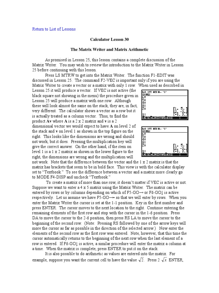 L030 The Matrix Writer and Matrix Arithmetics | PDF | Matrix ...