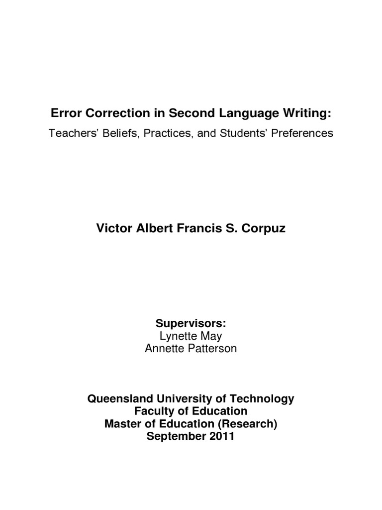 Victor Corpuz Thesis | PDF | Second Language | Second Language Acquisition