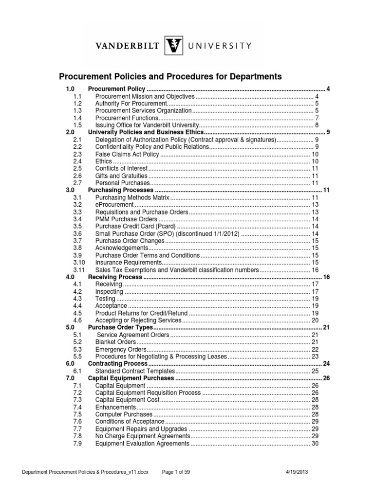 Procurement Policies & Procedures | PDF | Procurement | Request For Proposal