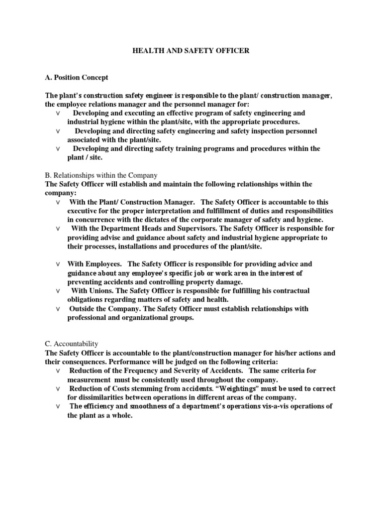 Safety Officer Role and Duties | PDF | Occupational Safety And Health ...