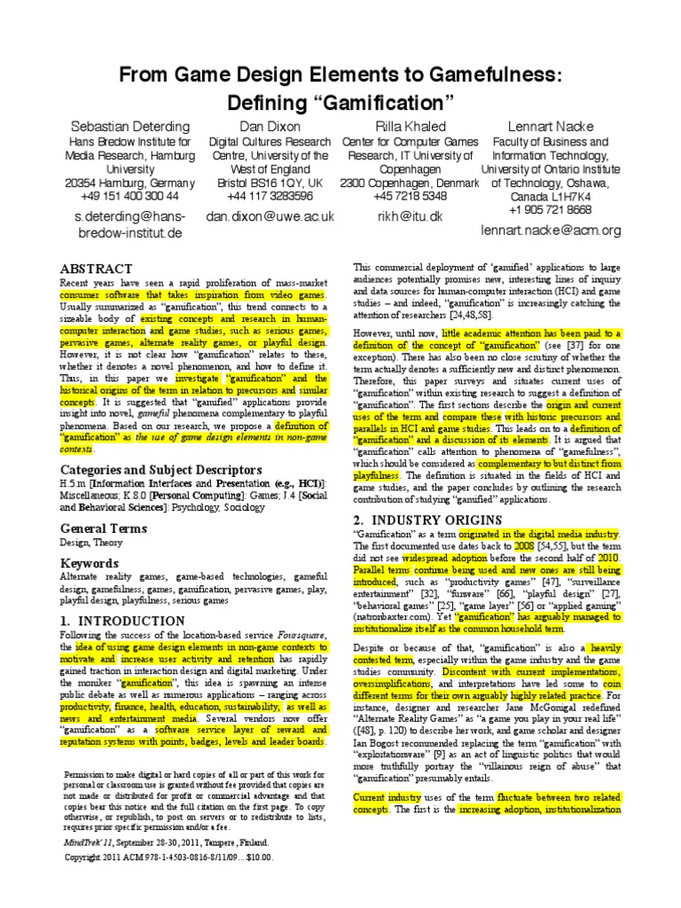 Deterding Et Al - Gamification | PDF | Art