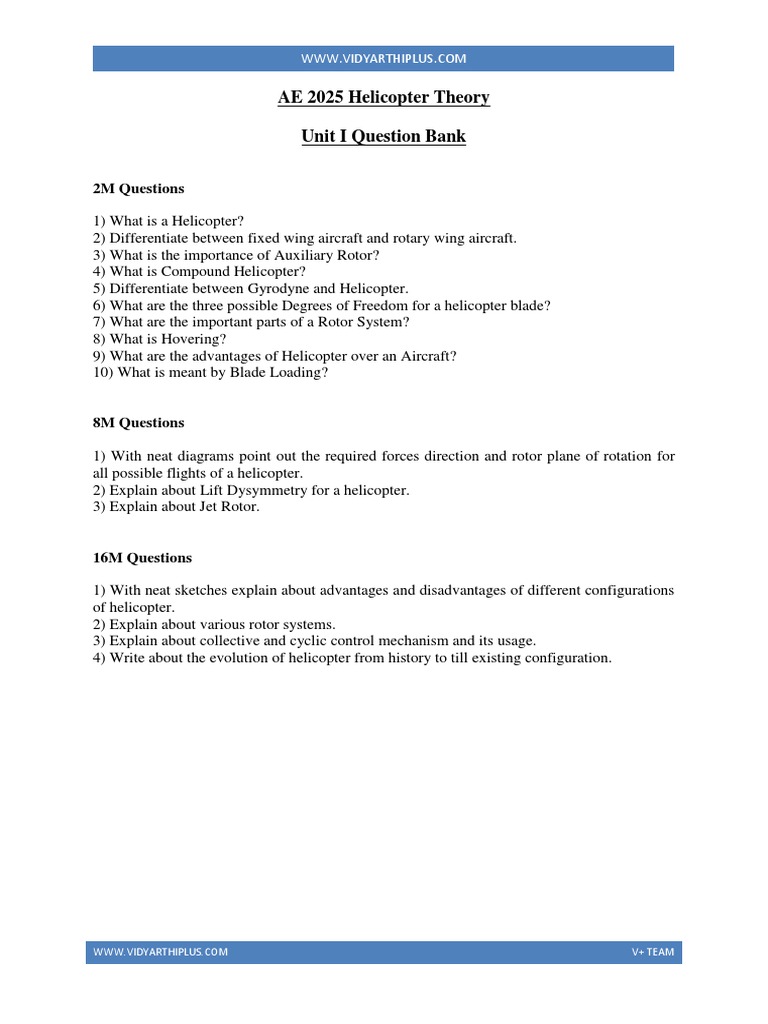 Helicopter Theory Questions | PDF | Helicopter | Helicopter Rotor