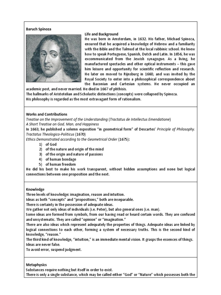 Baruch Spinoza Life and Background | PDF | Baruch Spinoza | God