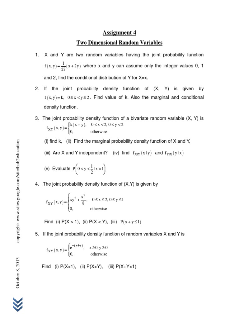 Probability Assignment 4 | PDF | Probability Density Function | Random Variable
