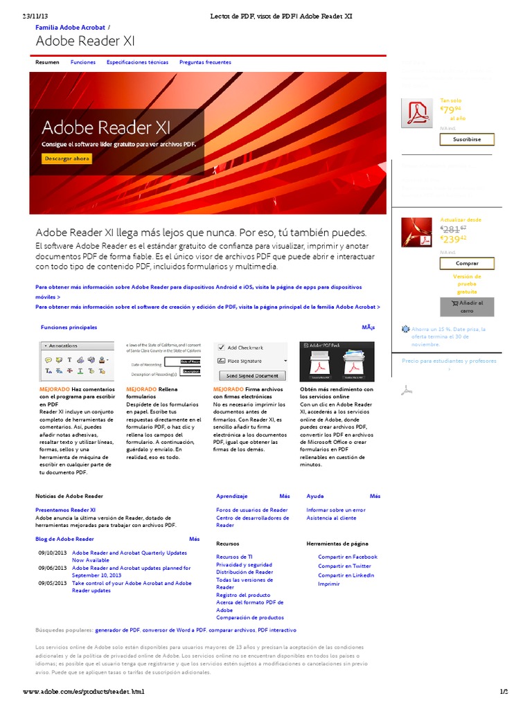 Lector De Pdf Visor De Pdf Adobe Reader Xi Adobe Systems Formato